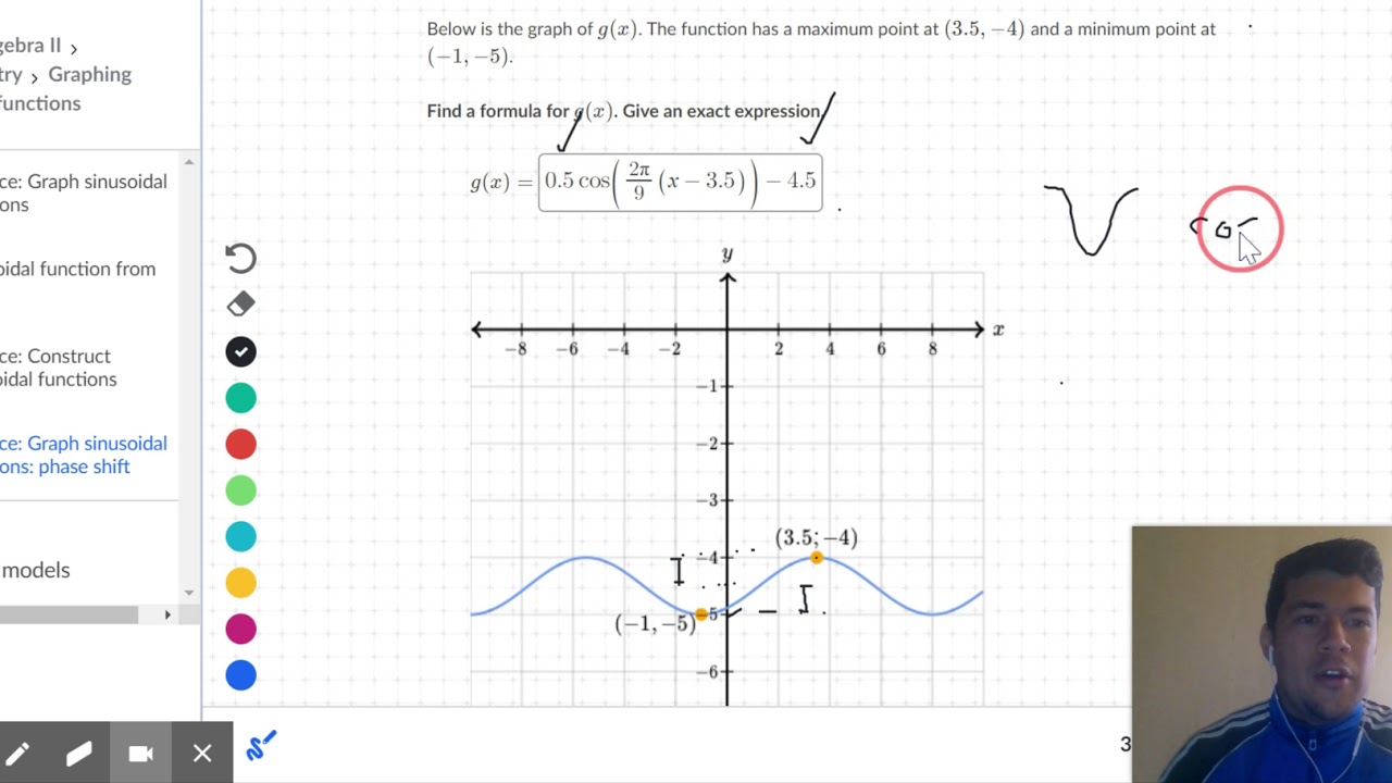 Graph Sinusoidal Functions Phase Shift Practice Khan Academy Youtube