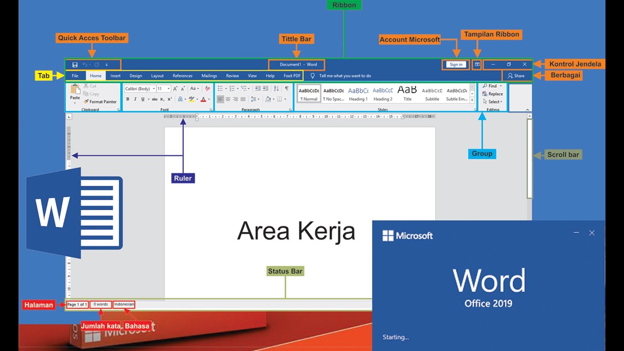 Pengenalan Interface Tampilan Word 2019 Youtube