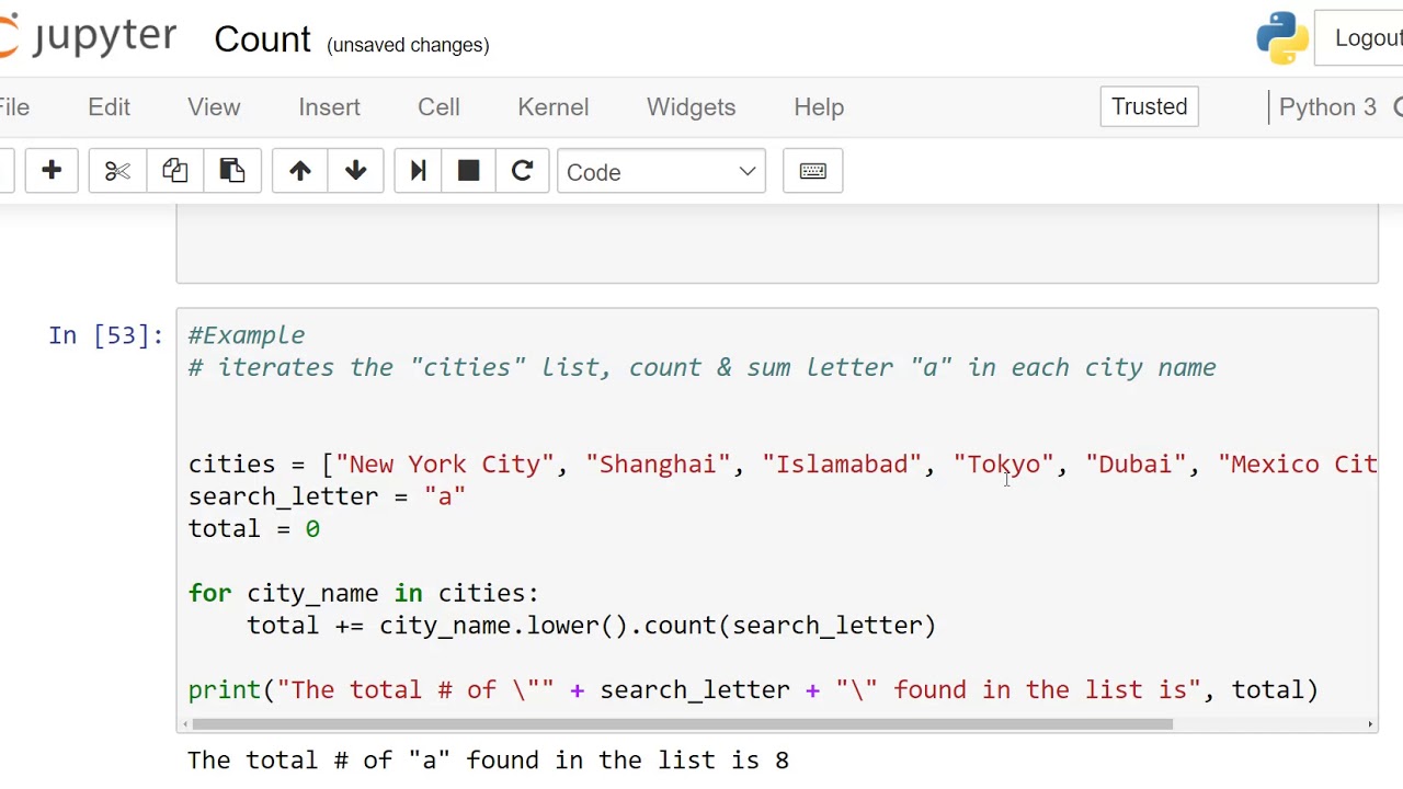 Count Function In Python Youtube