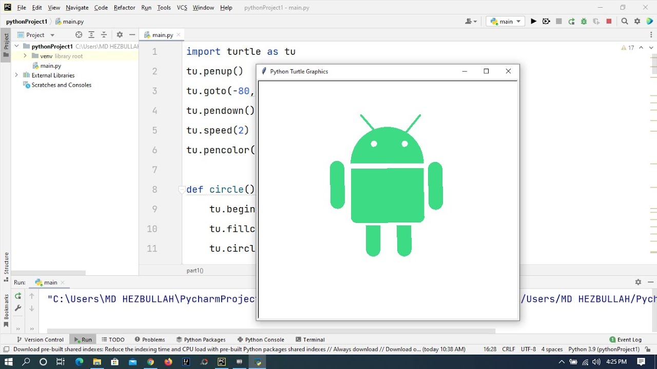 Android Logo Design By Python Programming Using Turtle Library