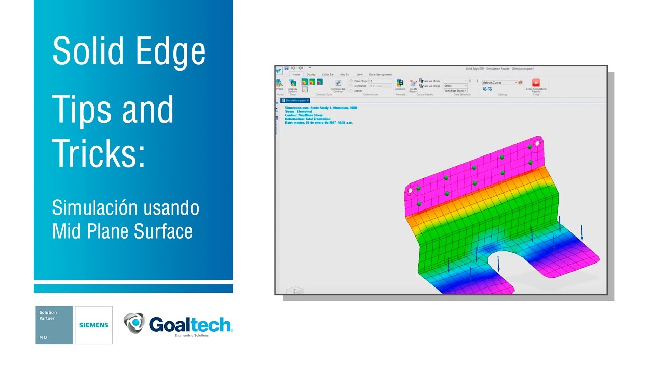 Solid Edge Tips Tricks Simulación Usando Mid Plane Surface Youtube