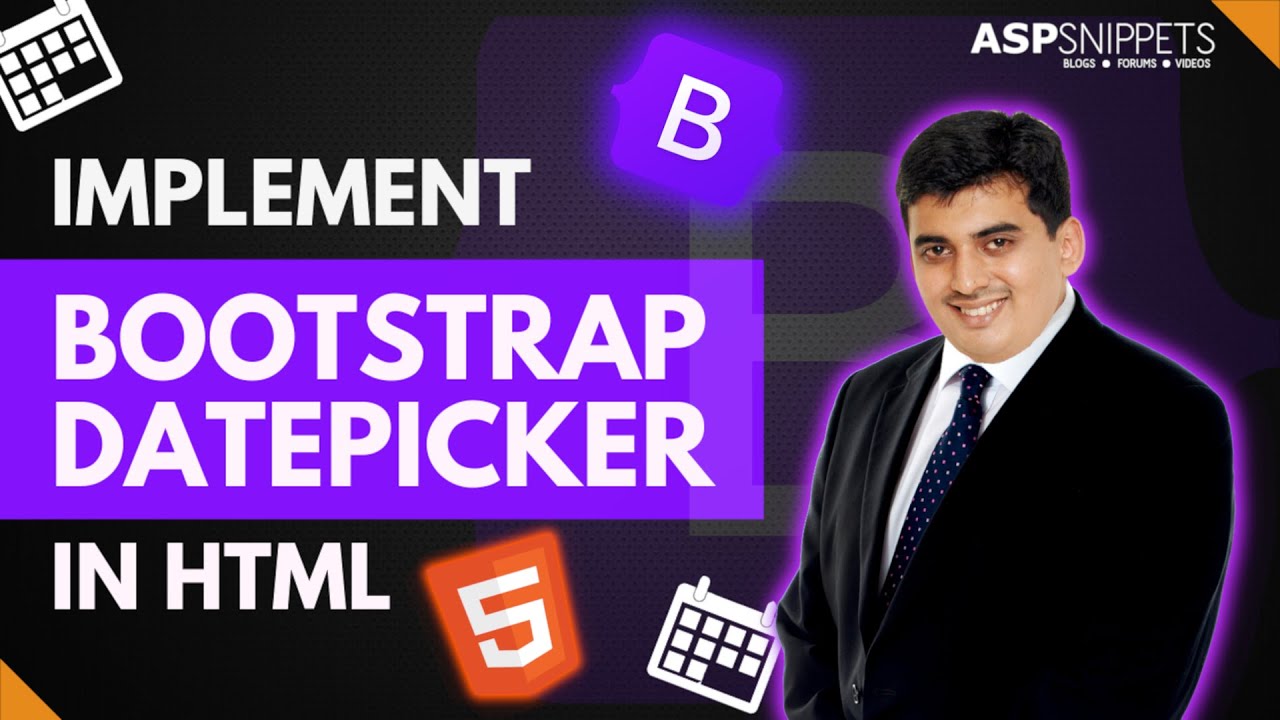 Implement Bootstrap Datepicker In Html Youtube