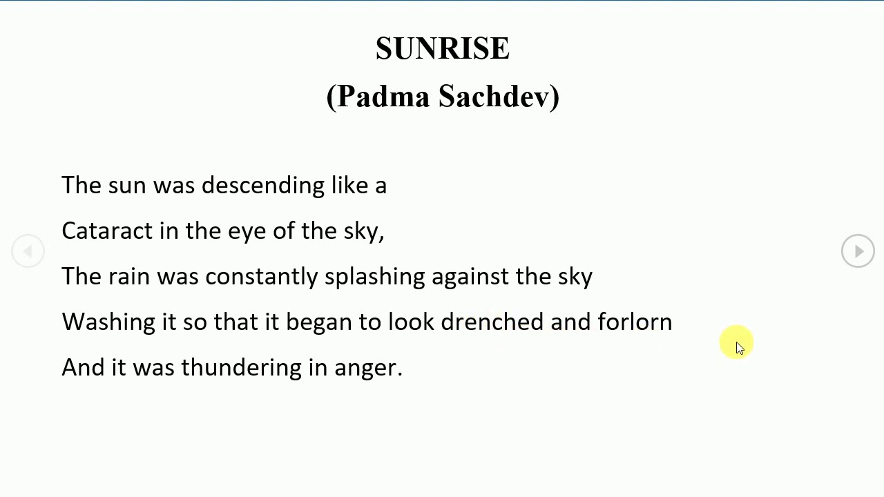 Sunrise Class 12th Sunrise By Padma Sachdev Jkbose Ncert Youtube