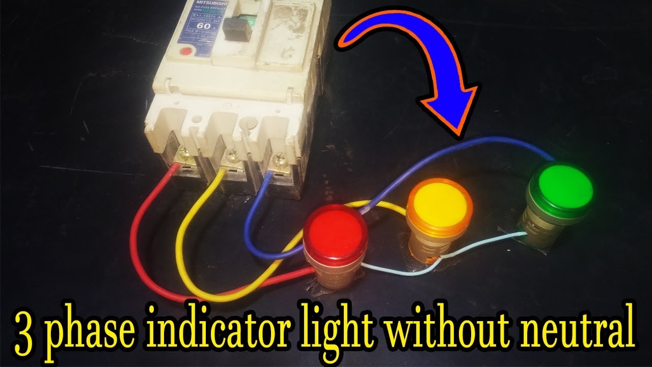 3 Phase Indicator Light Without Neutral Youtube