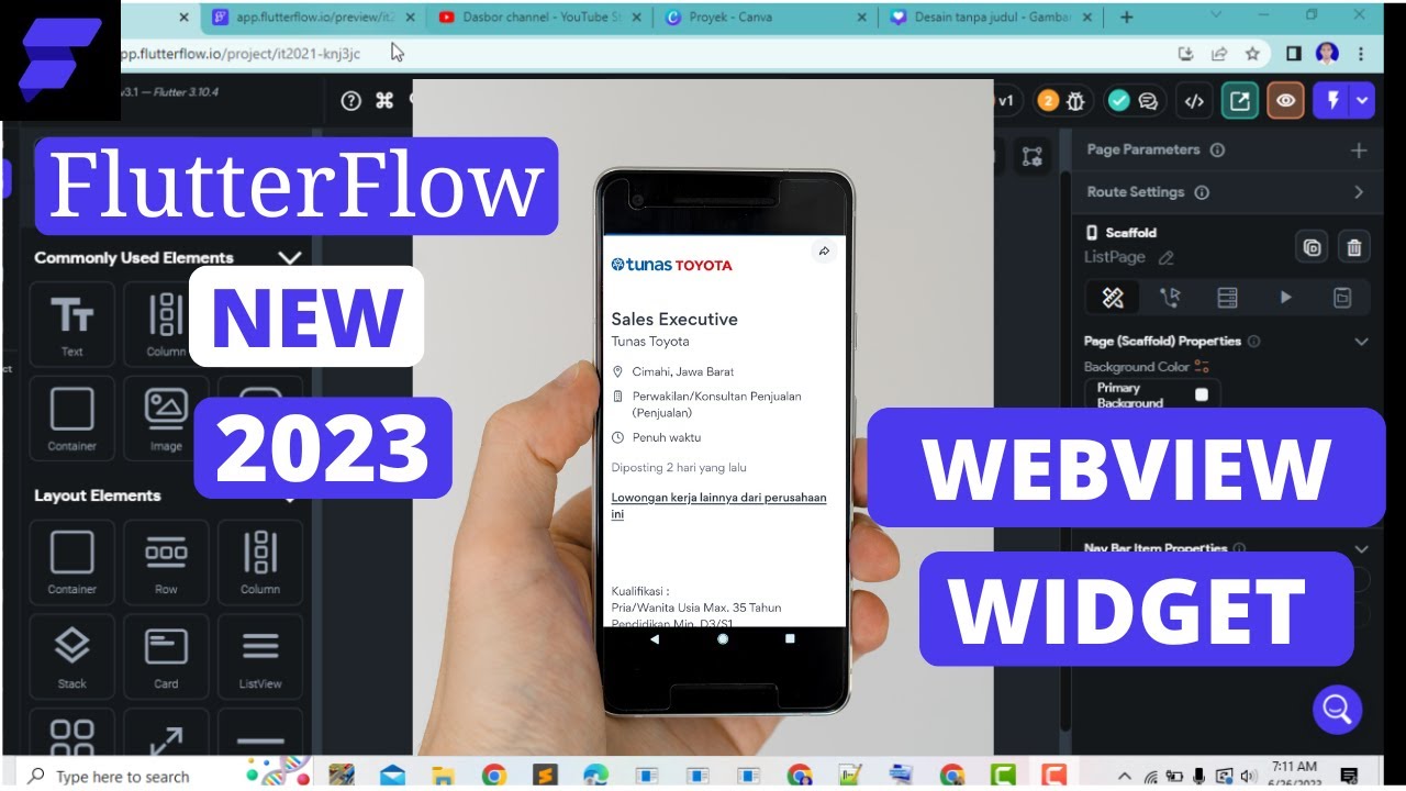 Flutterflow New 2023 Webview Widget Youtube