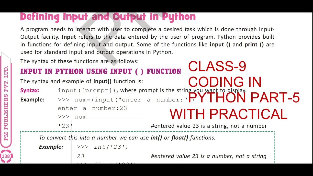 Class 9 Coding In Python Part 5 Input And Output Functions And Error