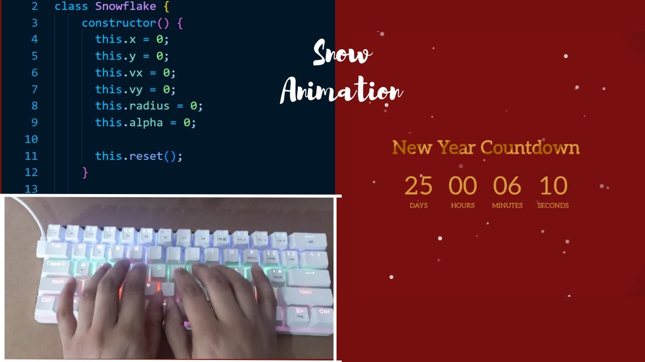 Asmr Programming New Year Countdown Javascript Snow Animation No