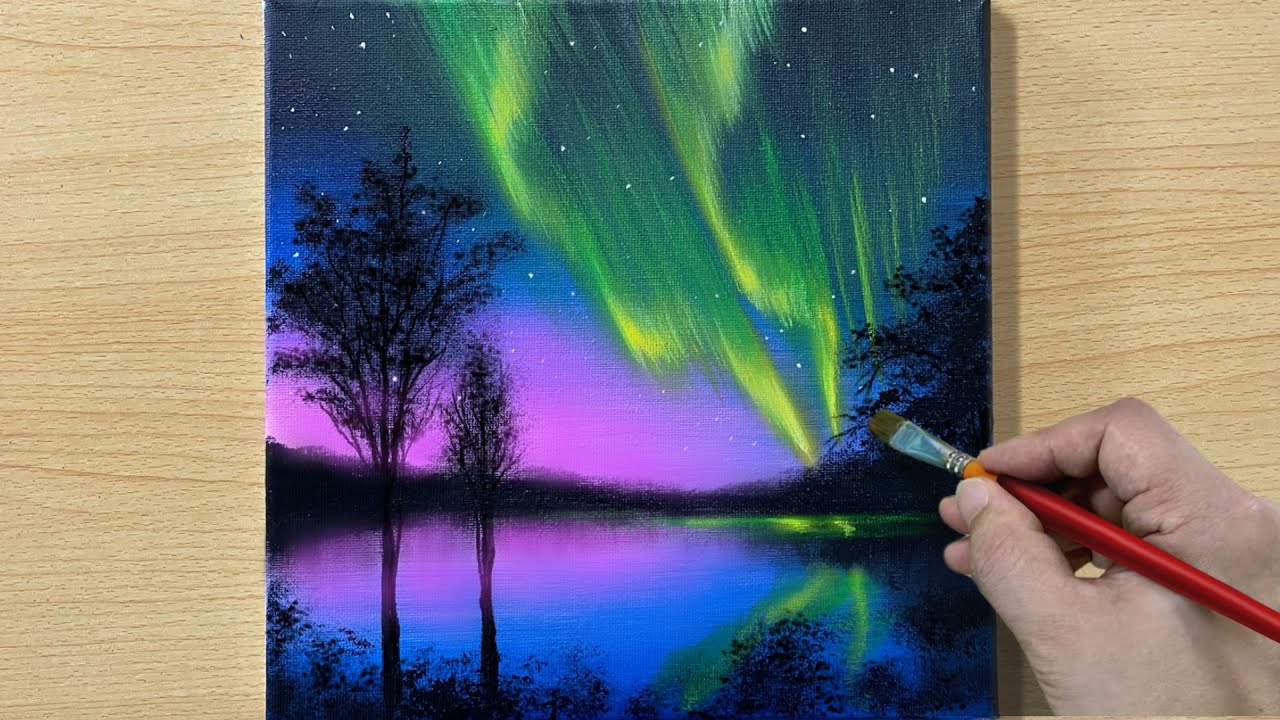 Northern Lights Painting For Beginners How To Paint Northern Lights