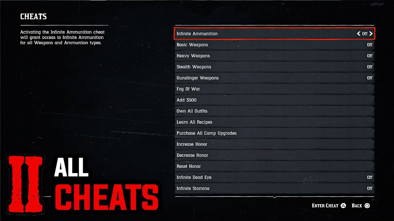 All 37 Cheats How To Enter All Cheat Codes Red Dead Redemption 2