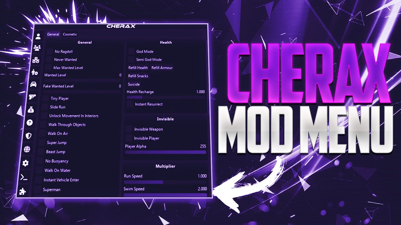 Gta 5 Online 1 68 Cherax Mod Menu Showcase Gta V Pc Youtube