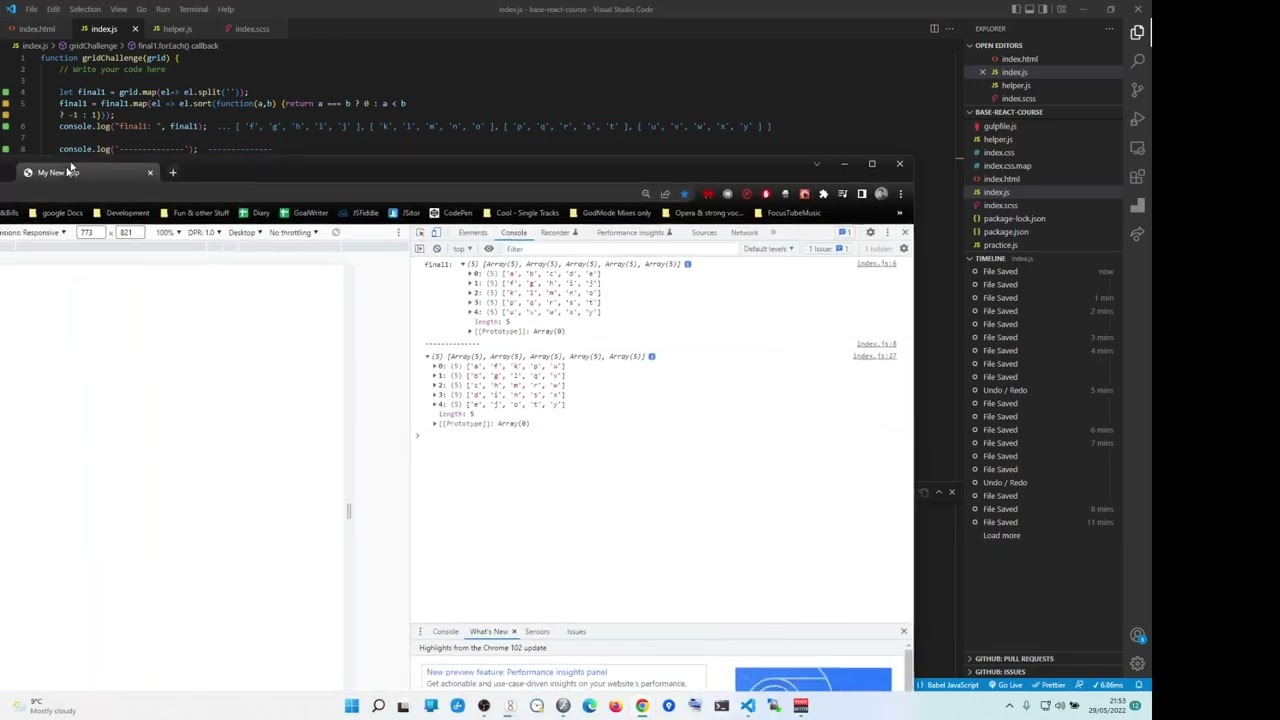 Hackerrank Grid Challenge Javascript Hacker Rank Grid Challenge Js