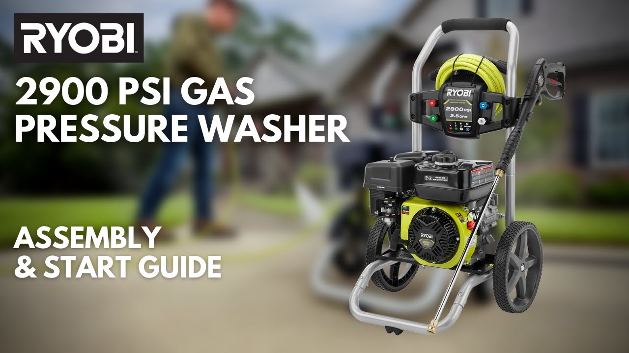 How To Assemble Start The Ryobi 2900 Psi Gas Pressure Washer Youtube