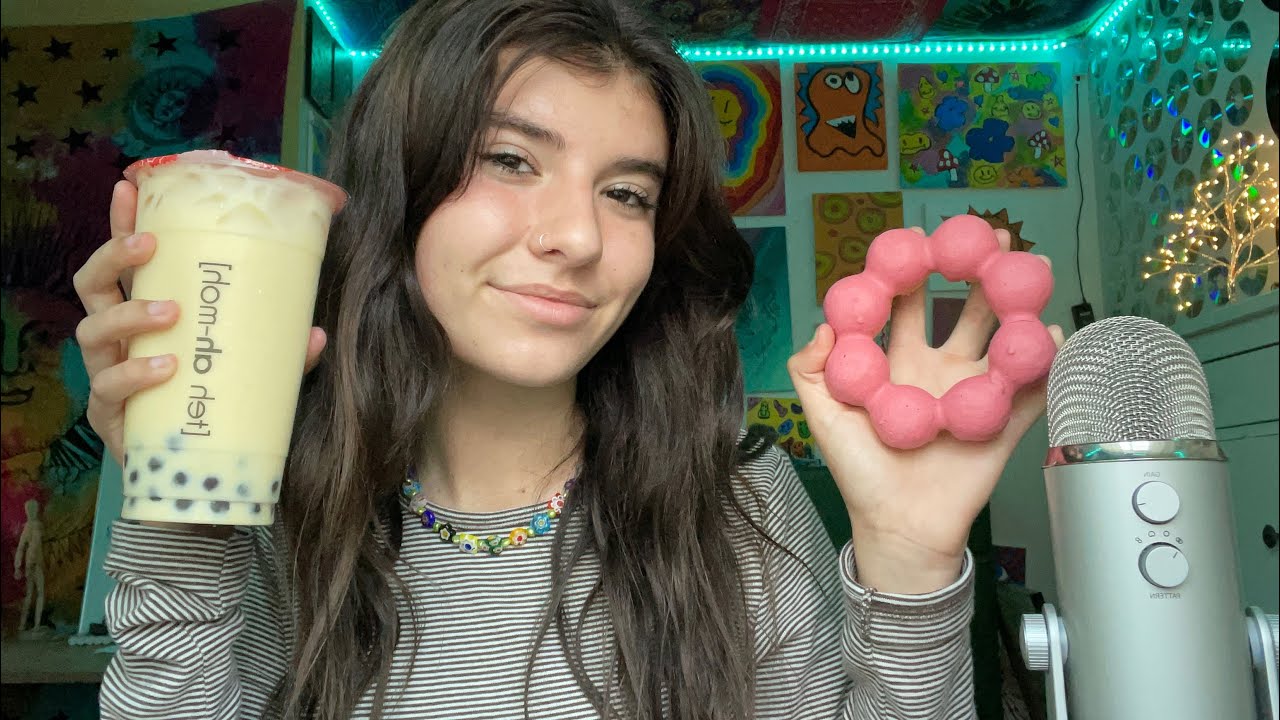 Asmr Drinking Boba Mochi Donut ёязл Youtube