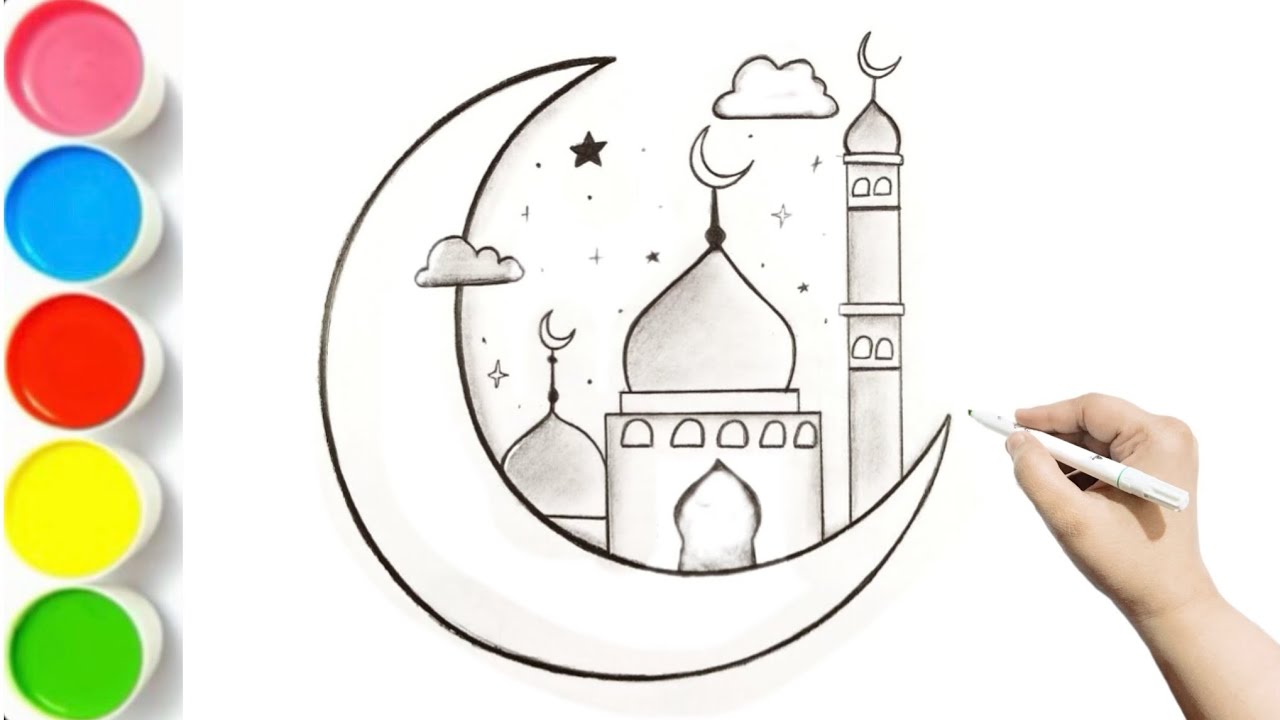 Ramadan Eid Drawing Easy Step By Step Ramadan Logo Draw For Kids