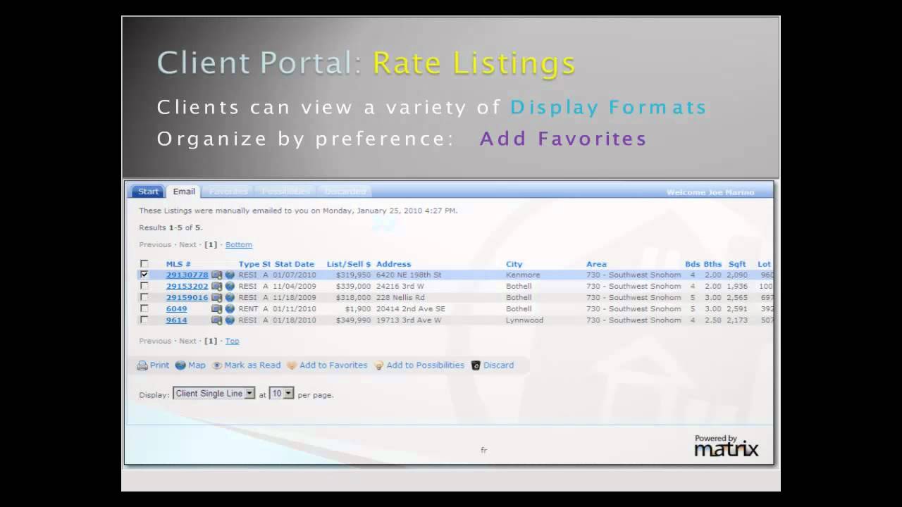Nwmls Matrix Tutorial Home Page Youtube