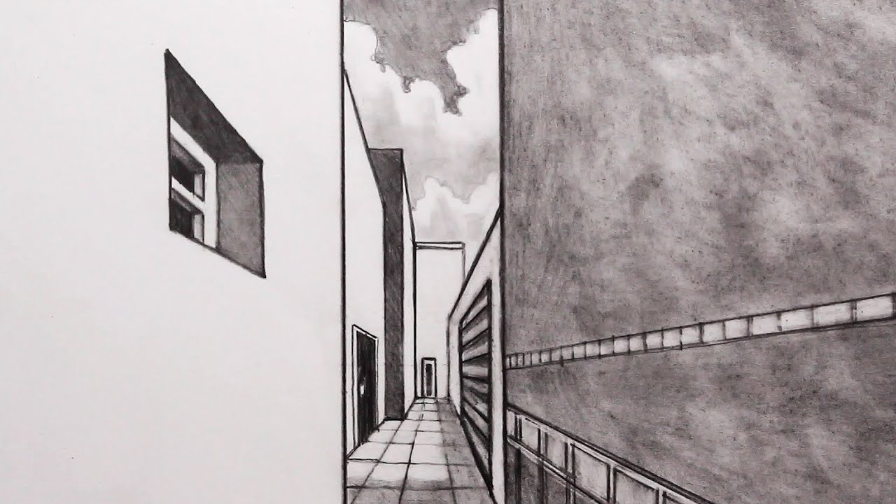 How To Draw An Alleyway Using One Point Perspective For Beginners