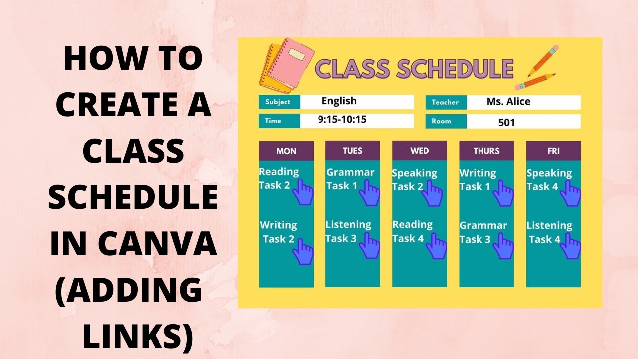 How To Create A Class Schedule In Canva Adding Links Youtube