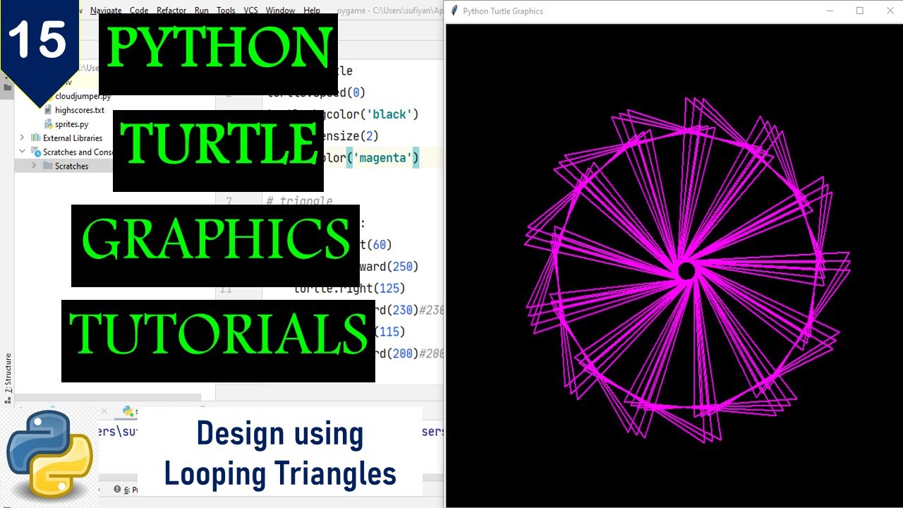 Draw Loop Triangles With Python Turtle Python Turtle Graphics