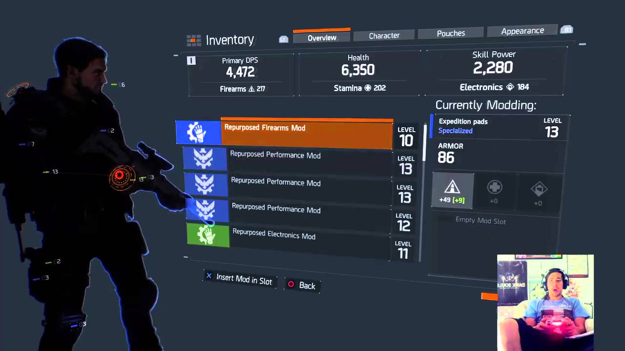 How To Equip Your Mods Armour Mods Tom Clancy S The Division Youtube