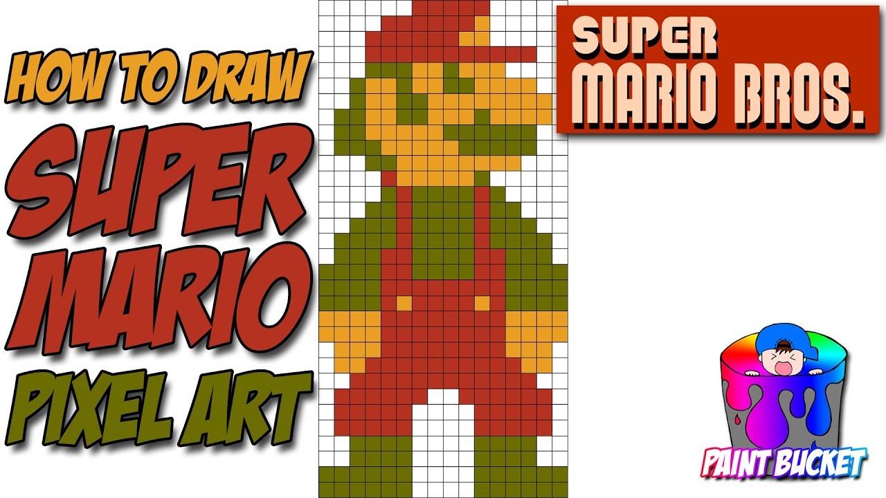 How To Draw Super Mario Super Mario Bros Pixel Art Drawing Tutorial