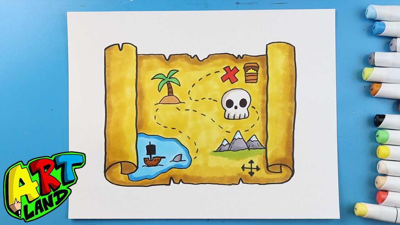 How To Draw A Treasure Map Youtube