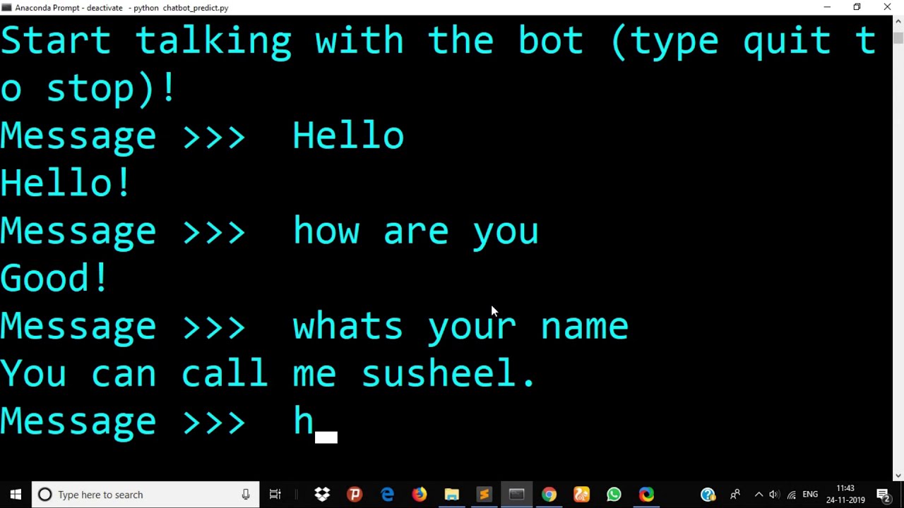 Chatbot Using Deep Learning Python Youtube
