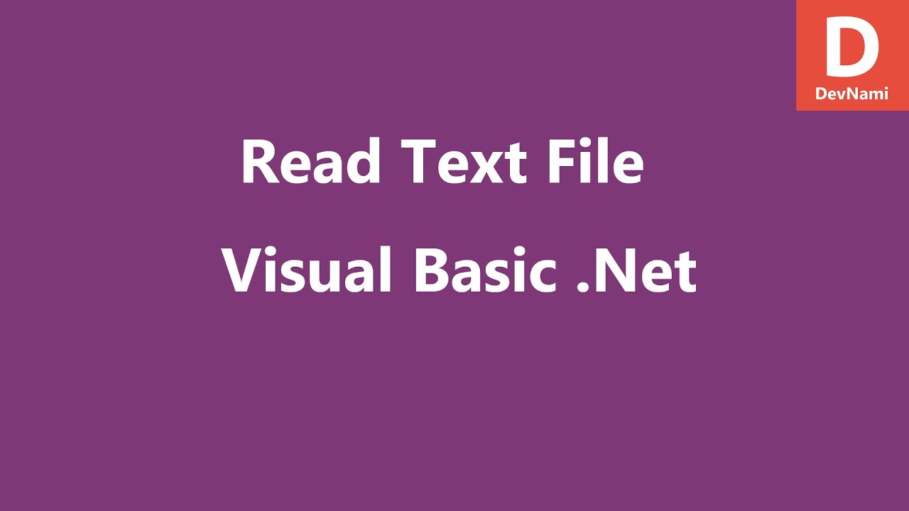 Visual Basic Net Read Text File Youtube