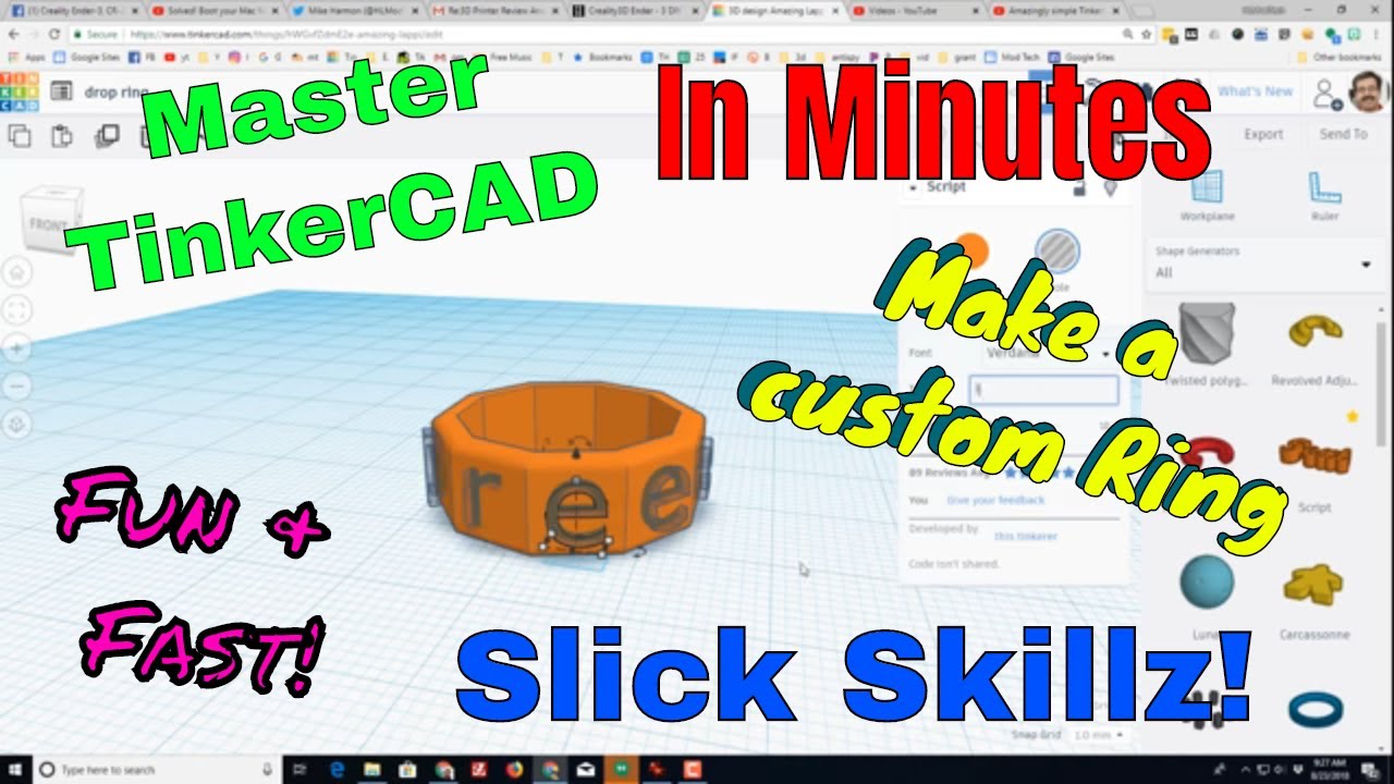 Free Tinkercad Skill Builder Design And Print A Custom Ring Faster