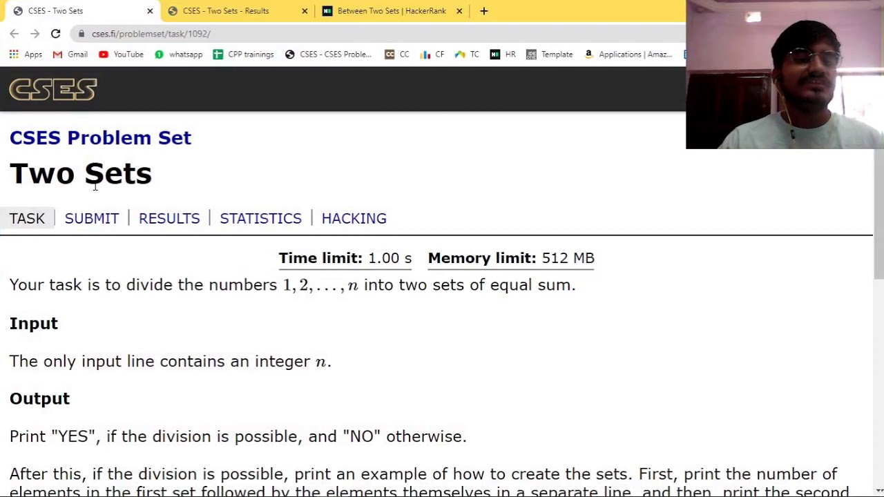 Two Sets Cses Problem Set Solution Youtube