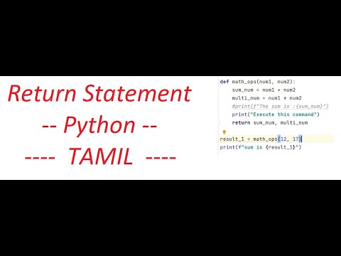 Python Basics Return Statement Tamil Youtube