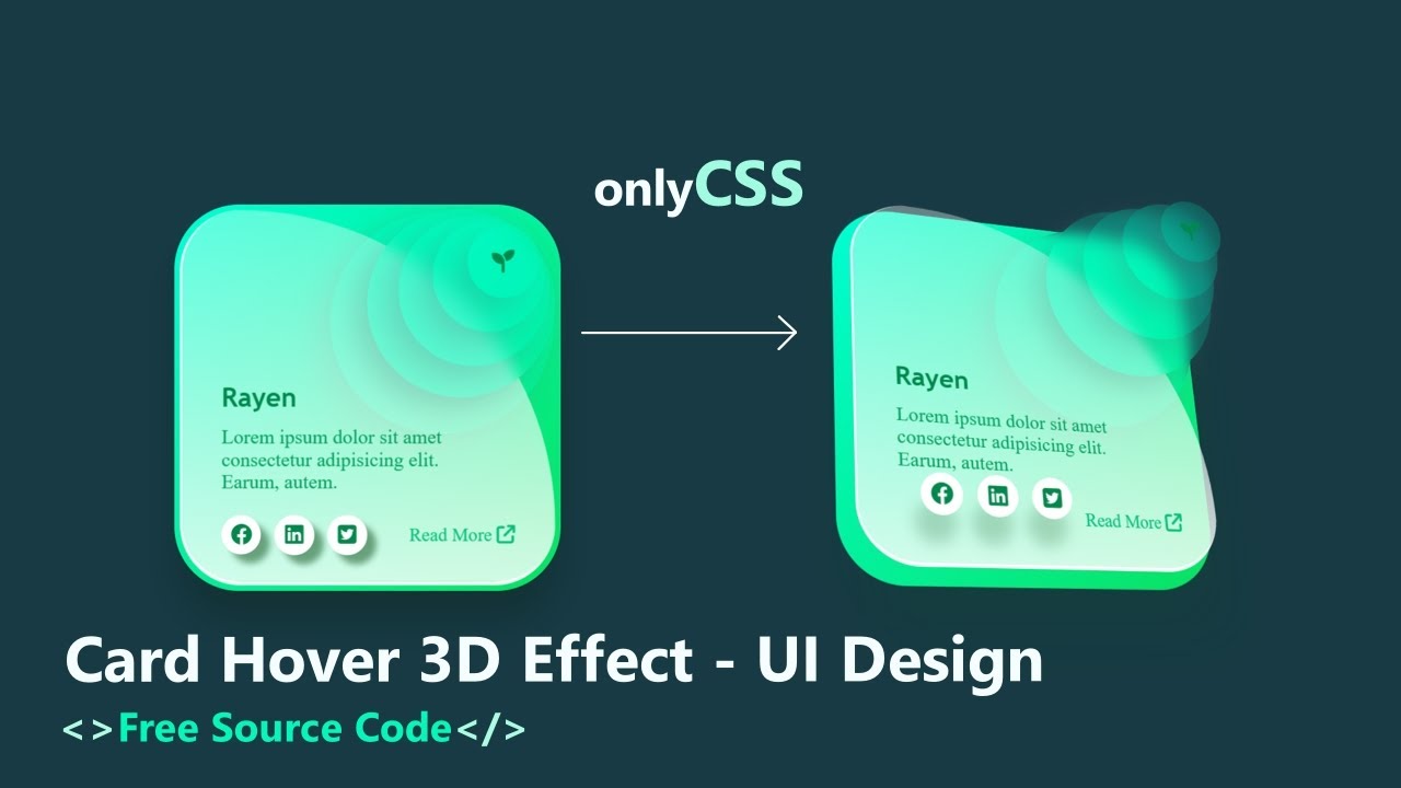 3d Parallax Card Effect On Hover Html And Css Tutorial Web Design