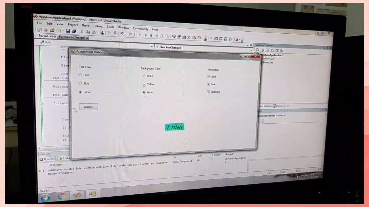 Visual Basic Using Radiobutton And Checkbutton Youtube