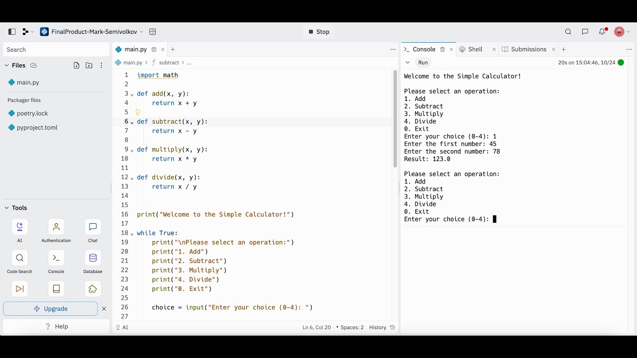 Simple Calculator Python Project Youtube