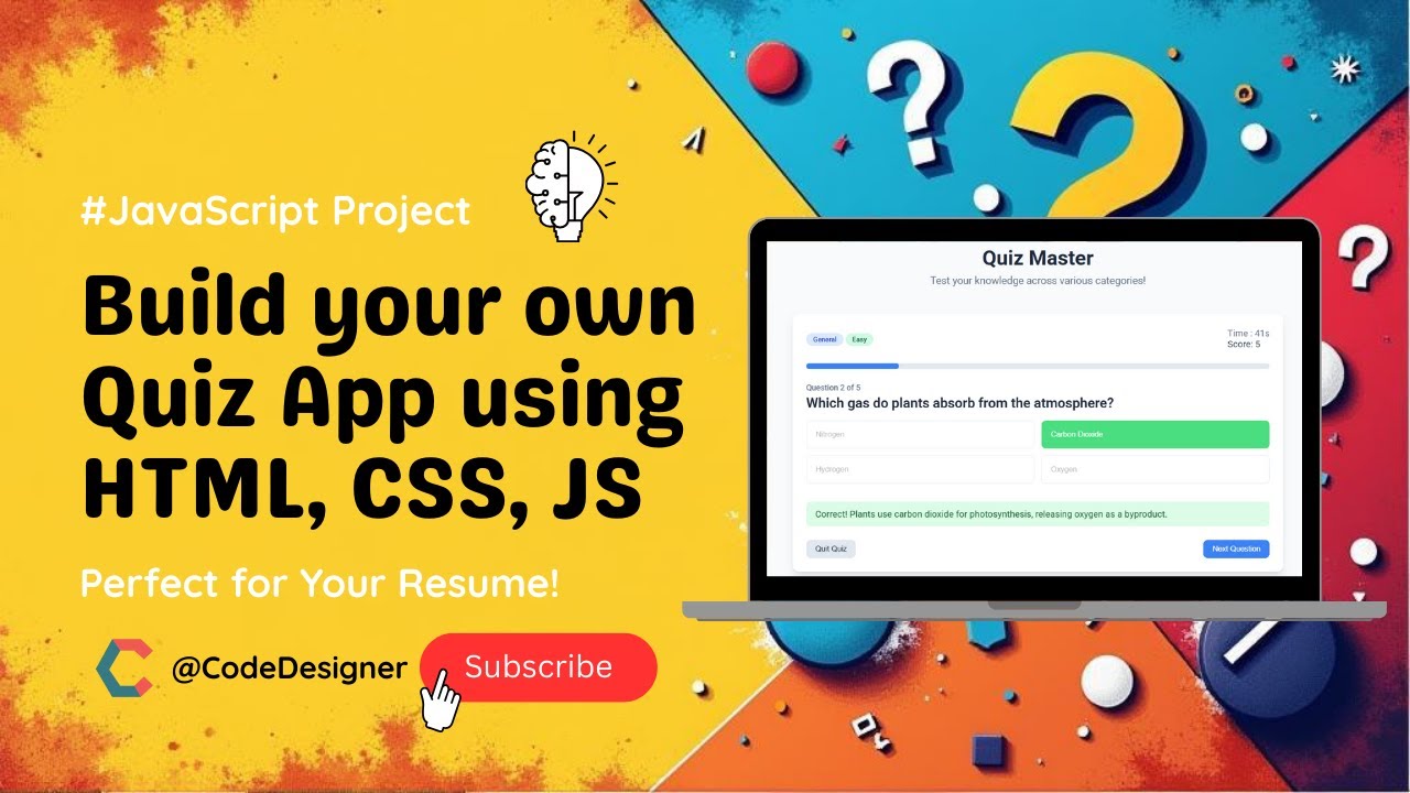 Build A Quiz App Using Html Css Javascript Full Project For Resume