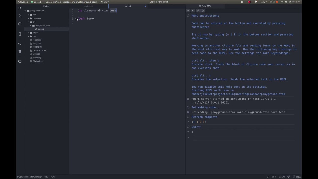 Atom Proto Repl Basics For Clojure Development Youtube