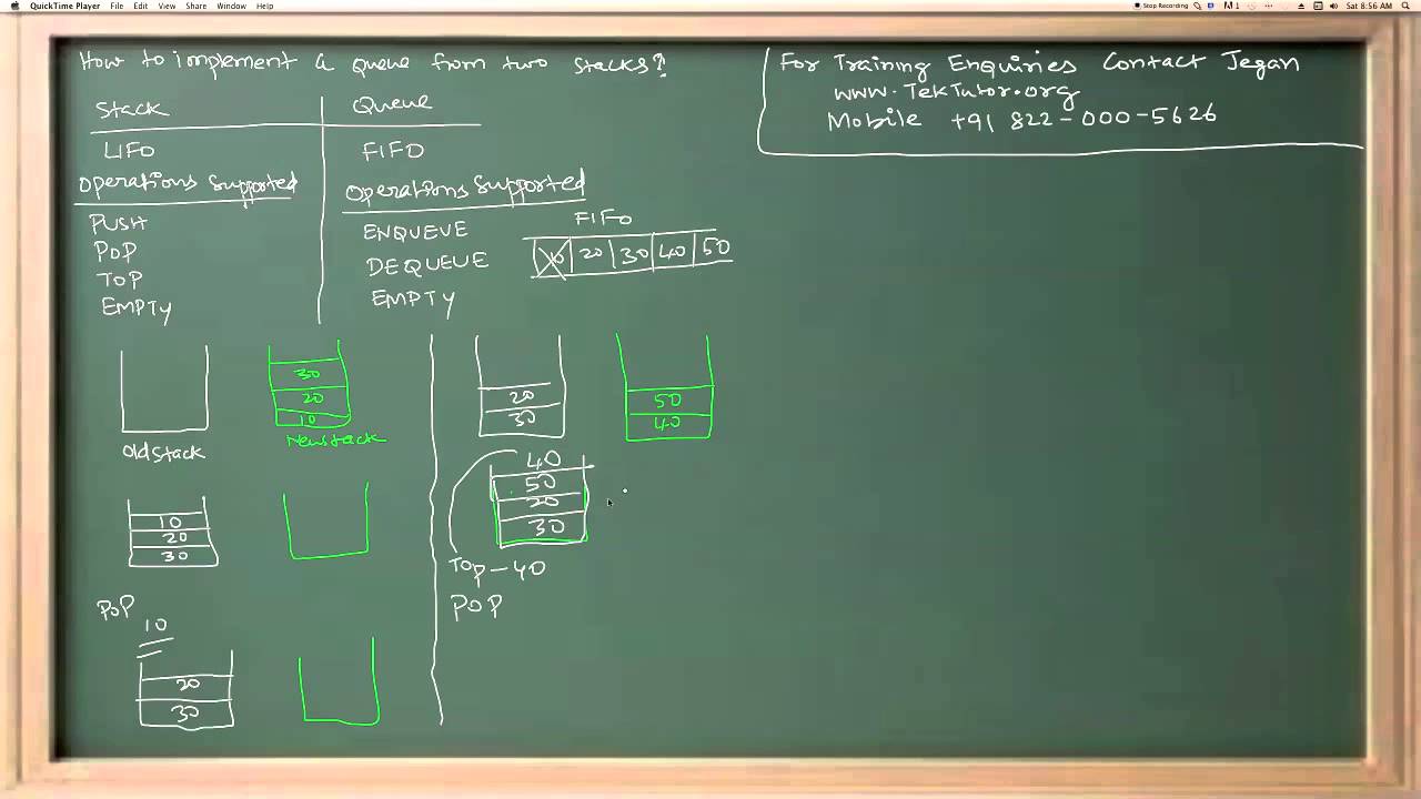 How To Implement A Queue From Two Stacks Part 1 Youtube