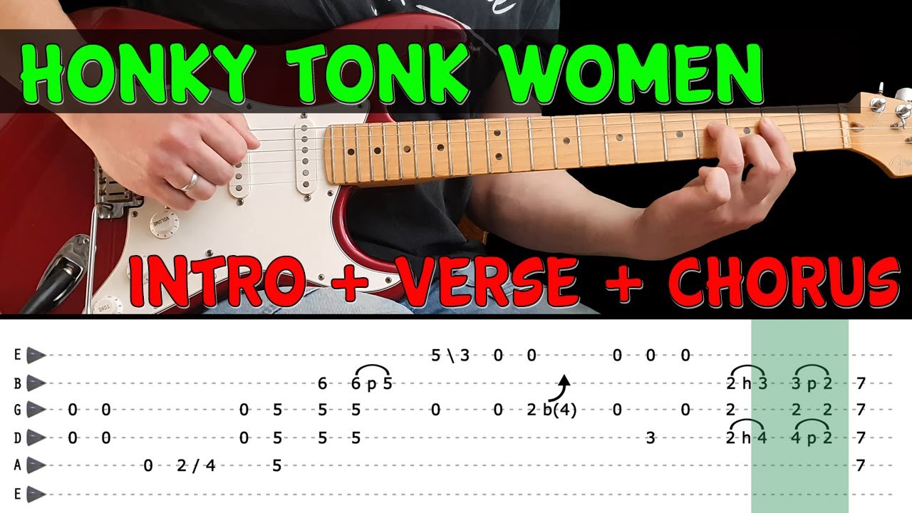 Honky Tonk Women Guitar Lesson Intro Verse Chorus W Tabs Fast