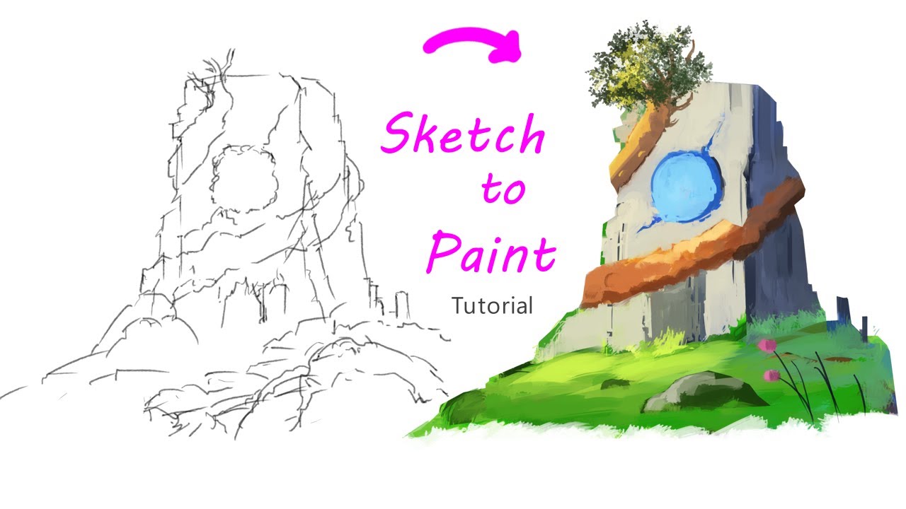 Sketch To Concept Art Process Speedpaint Tutorial Youtube