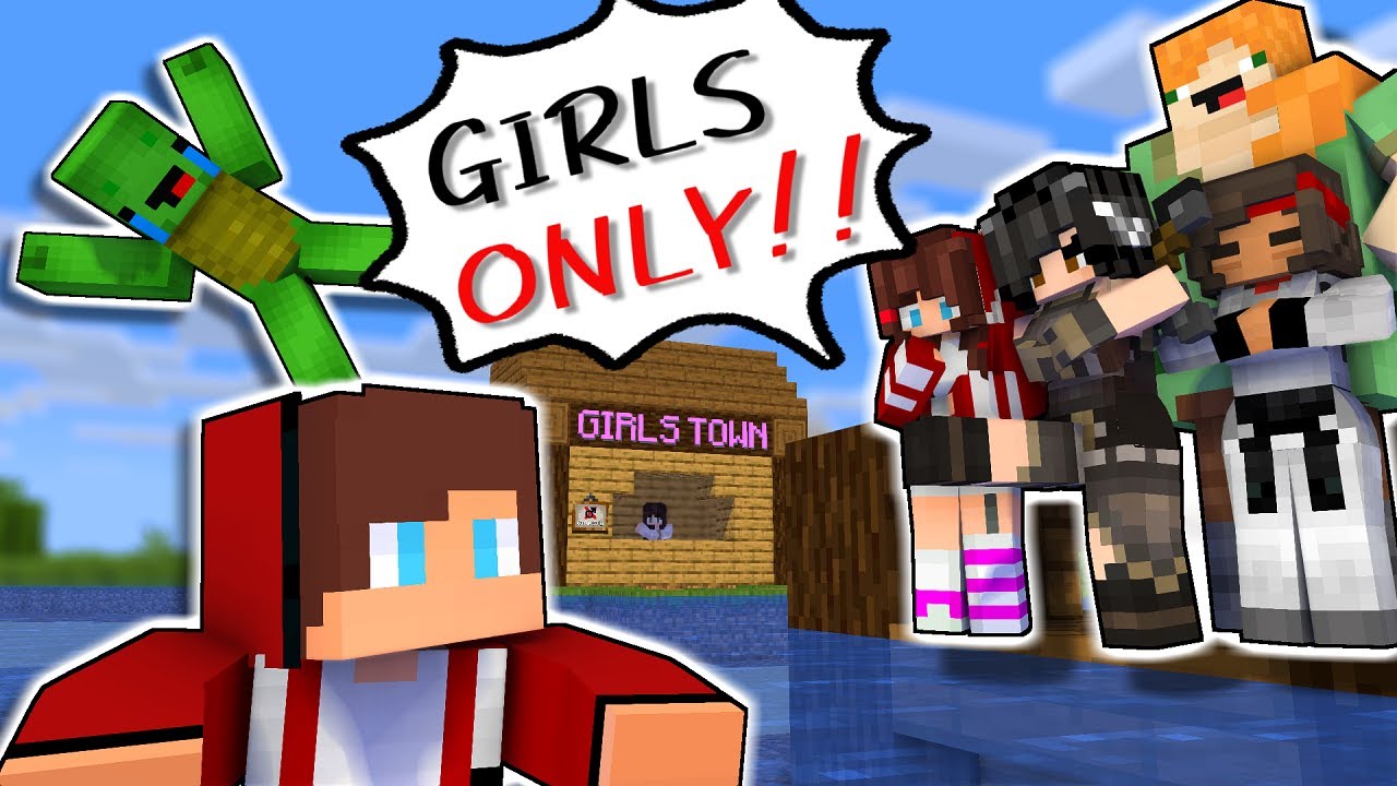 Maizen Girls Only Town Minecraft Animation Jj Mikey Youtube