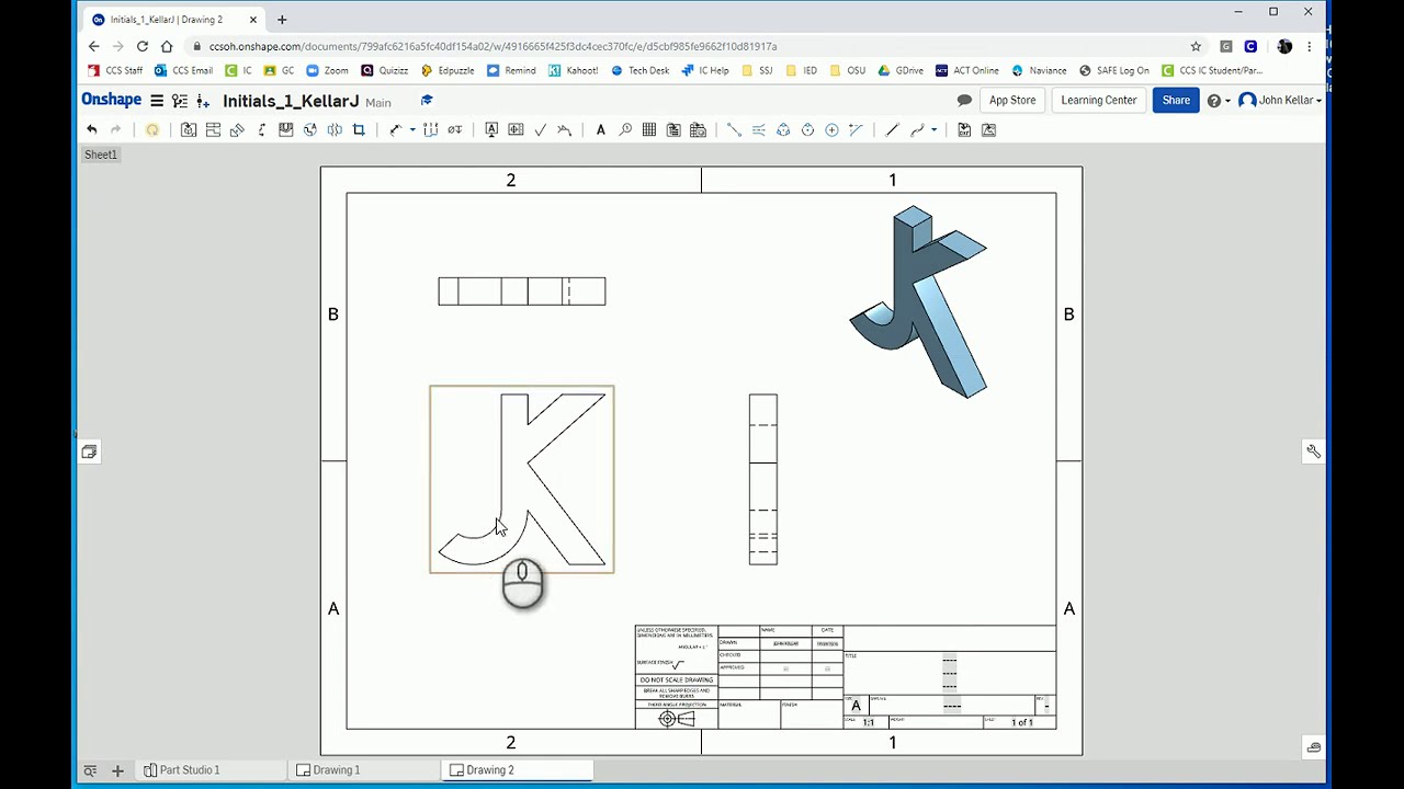 Onshape Basic Multiview Drawing With Overall Dimensions Youtube