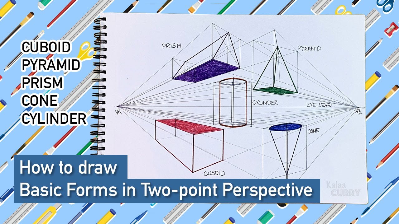 How To Draw Basic Forms In Two Point Perspective Cuboid Pyramid