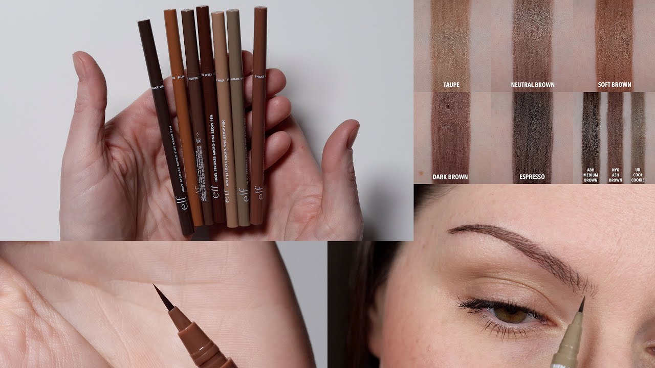 Elf Holy Strokes Micro Fine Brow Pen Swatches Demo Review Youtube