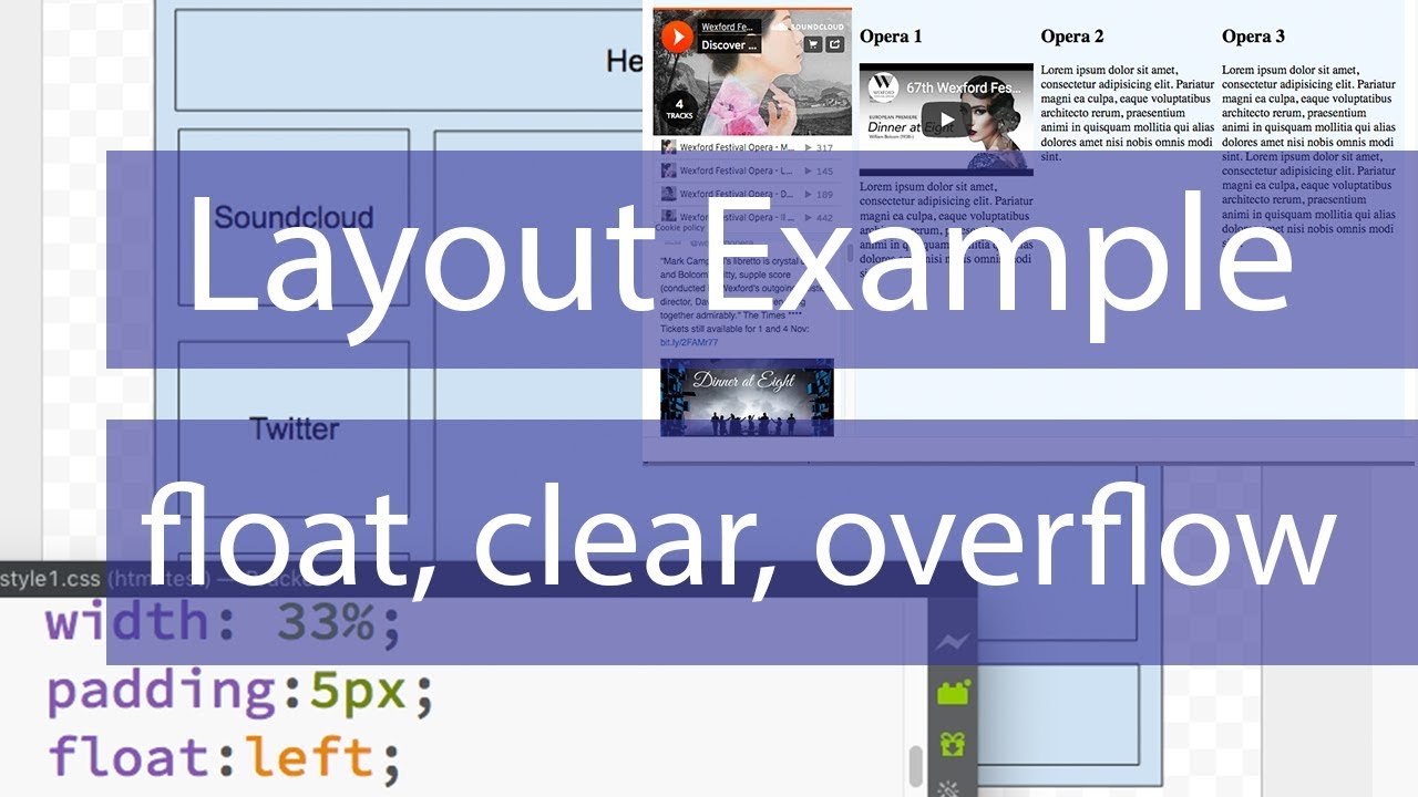 Layout Example Css Float Display Clear Overflow Properties Youtube