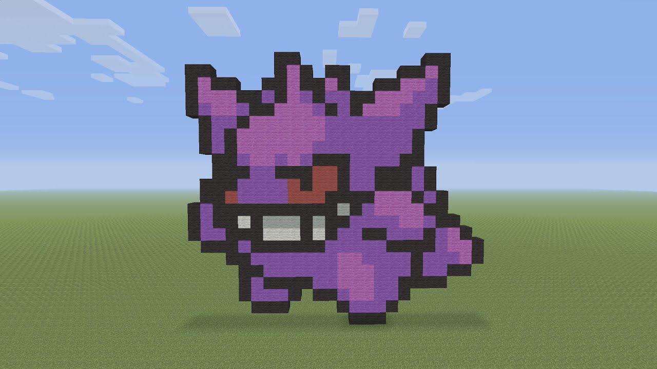 Minecraft Pixel Art Gengar Pokemon 94 Youtube