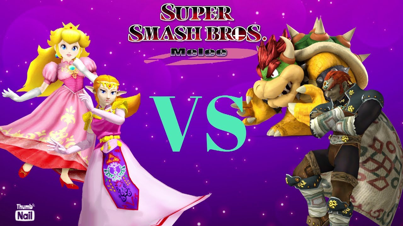 Super Smash Bros Melee Peach Zelda Vs Bowser Ganondorf Battle