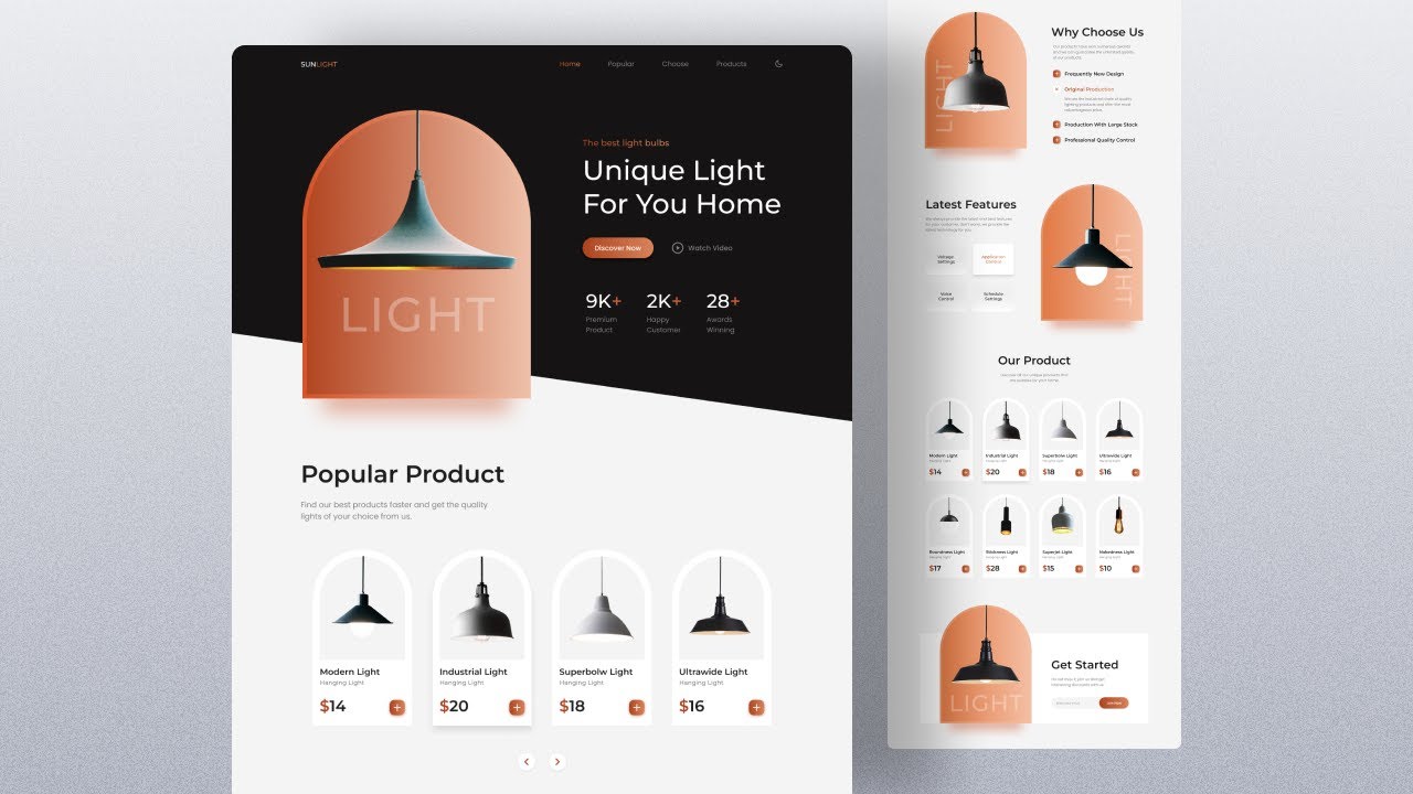 Responsive Lamp Website Design Using Html Css Javascript Youtube