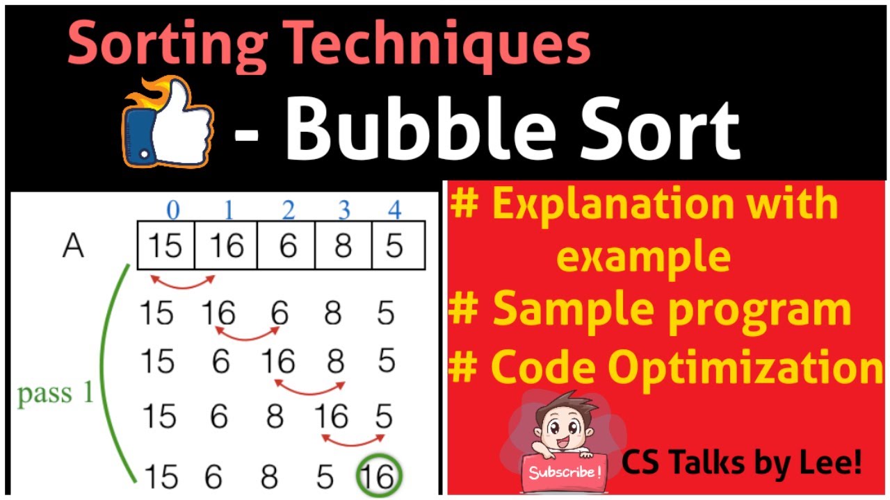 Bubble Sort Algorithm Explanation With Example Sample Program Code