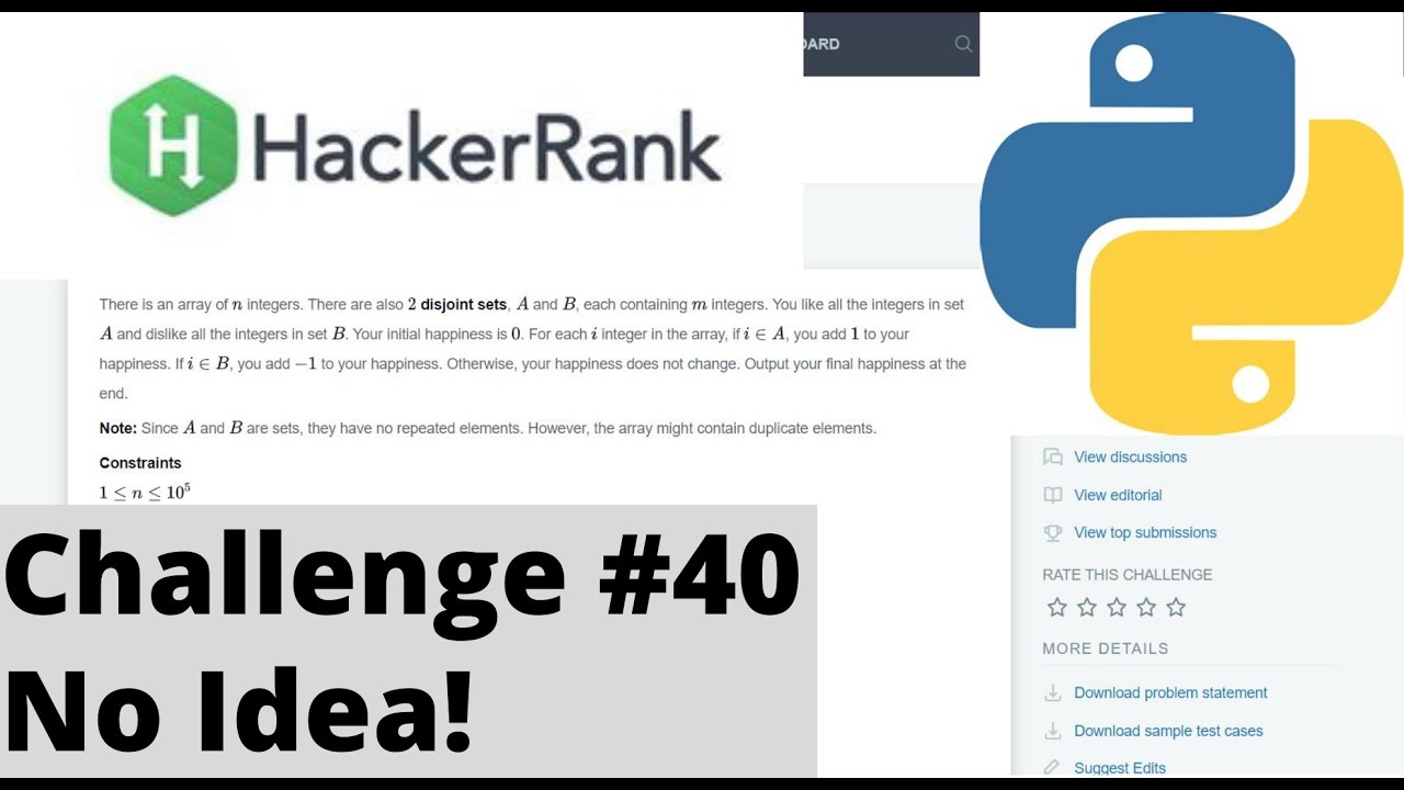 Hackerrank Python Challenge 40 No Idea Youtube