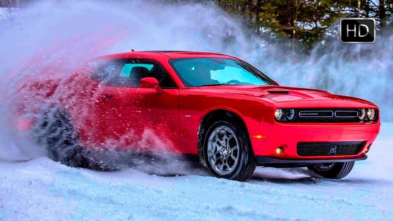 2017 Dodge Challenger Gt Awd Red Snow Drifting Hd Youtube