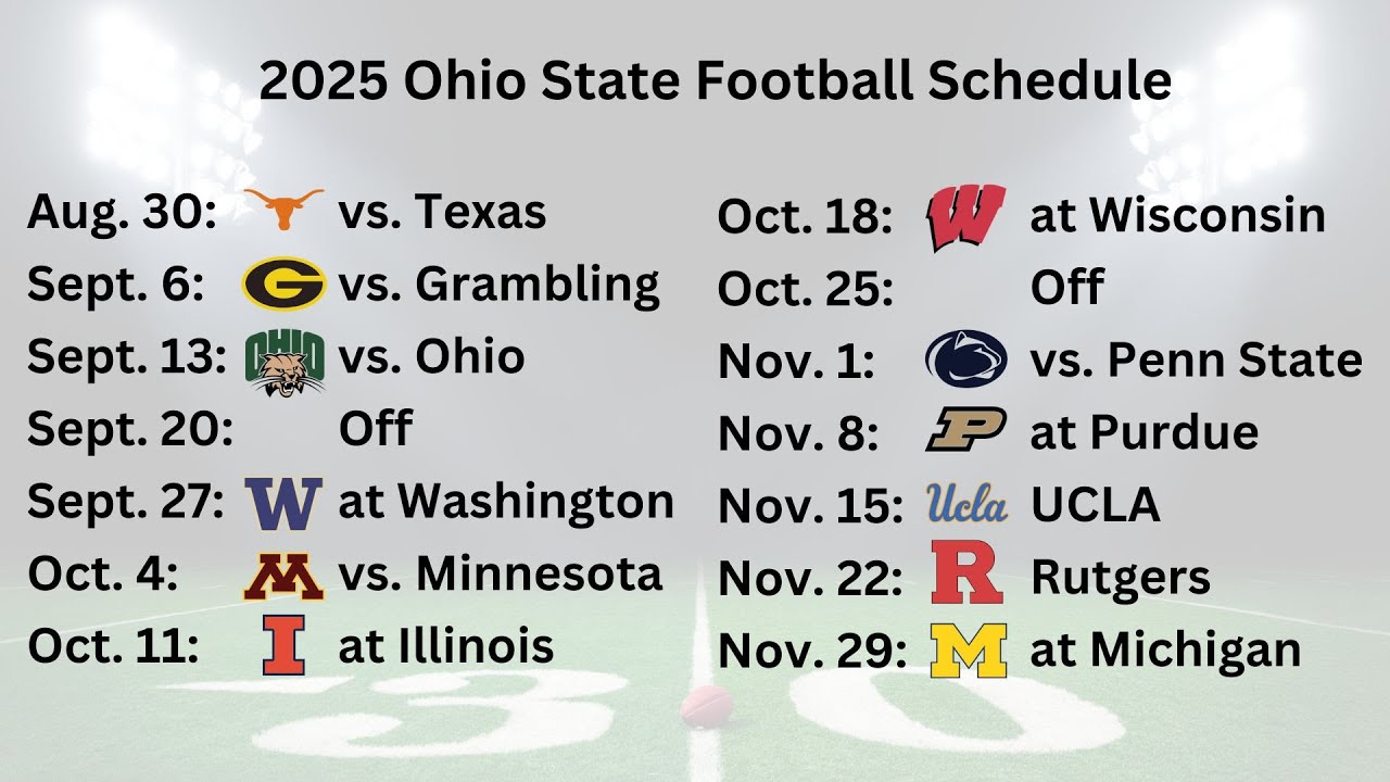 2025 Ohio State Football Schedule Released Texas Michigan And More